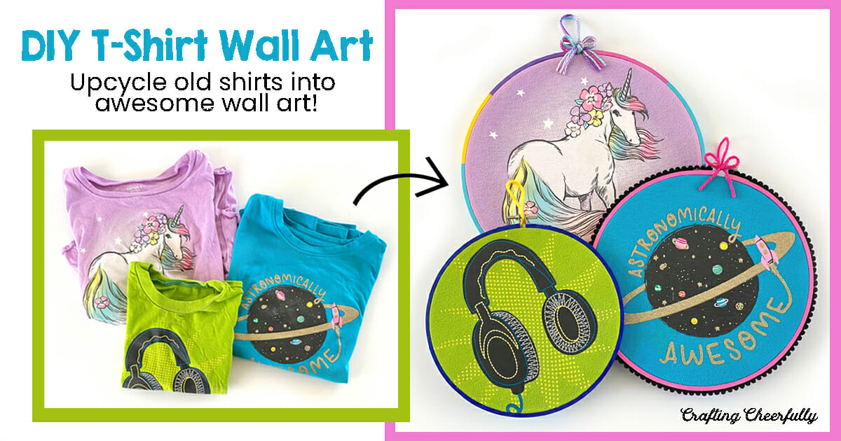 T-Shirt Wall Decor with Embroidery Hoops - Crafting Cheerfully