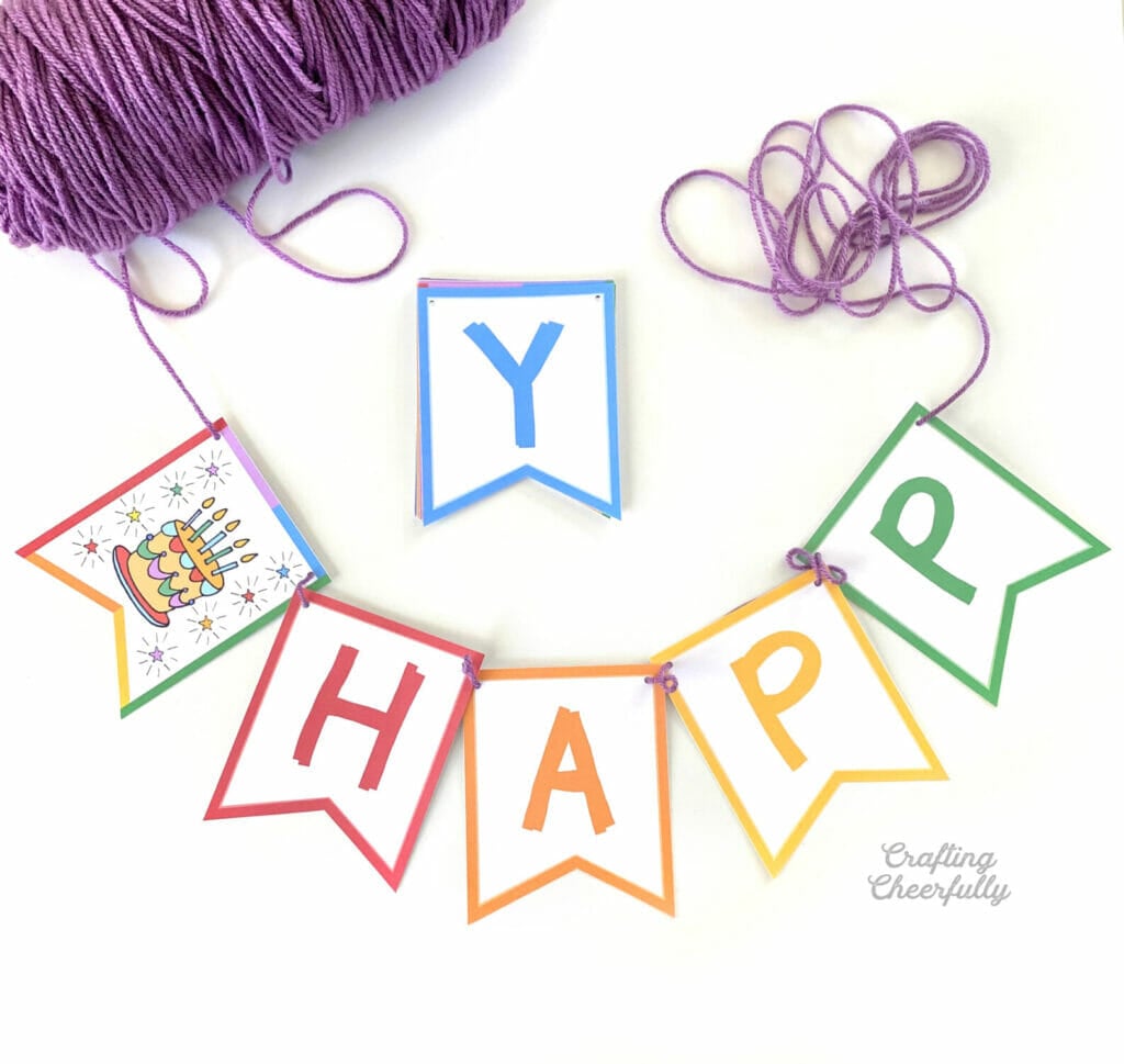 Colorful Rainbow Birthday Banner - Free Printable - Crafting Cheerfully