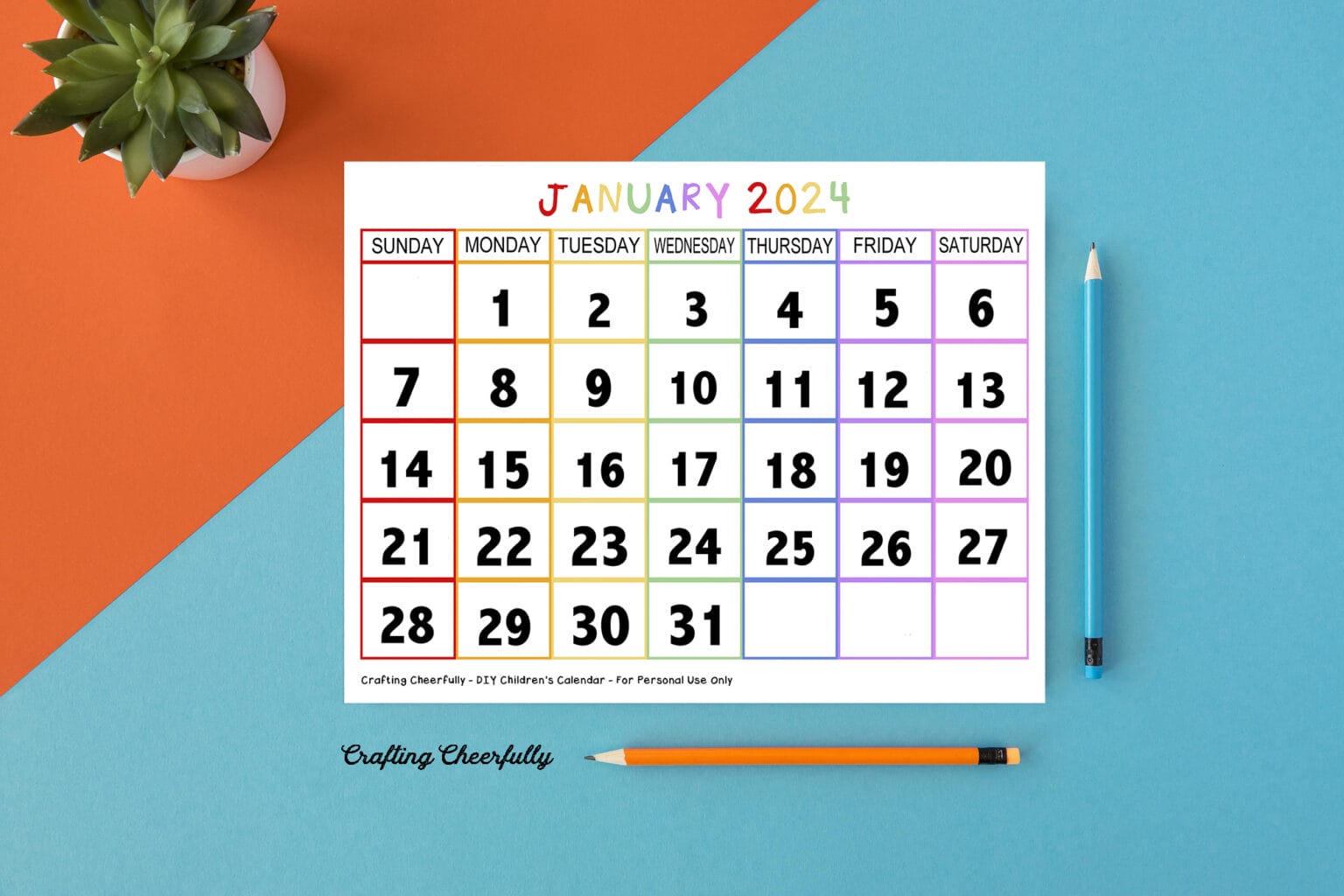 Free Printable Calendar Pages for Kids - Crafting Cheerfully