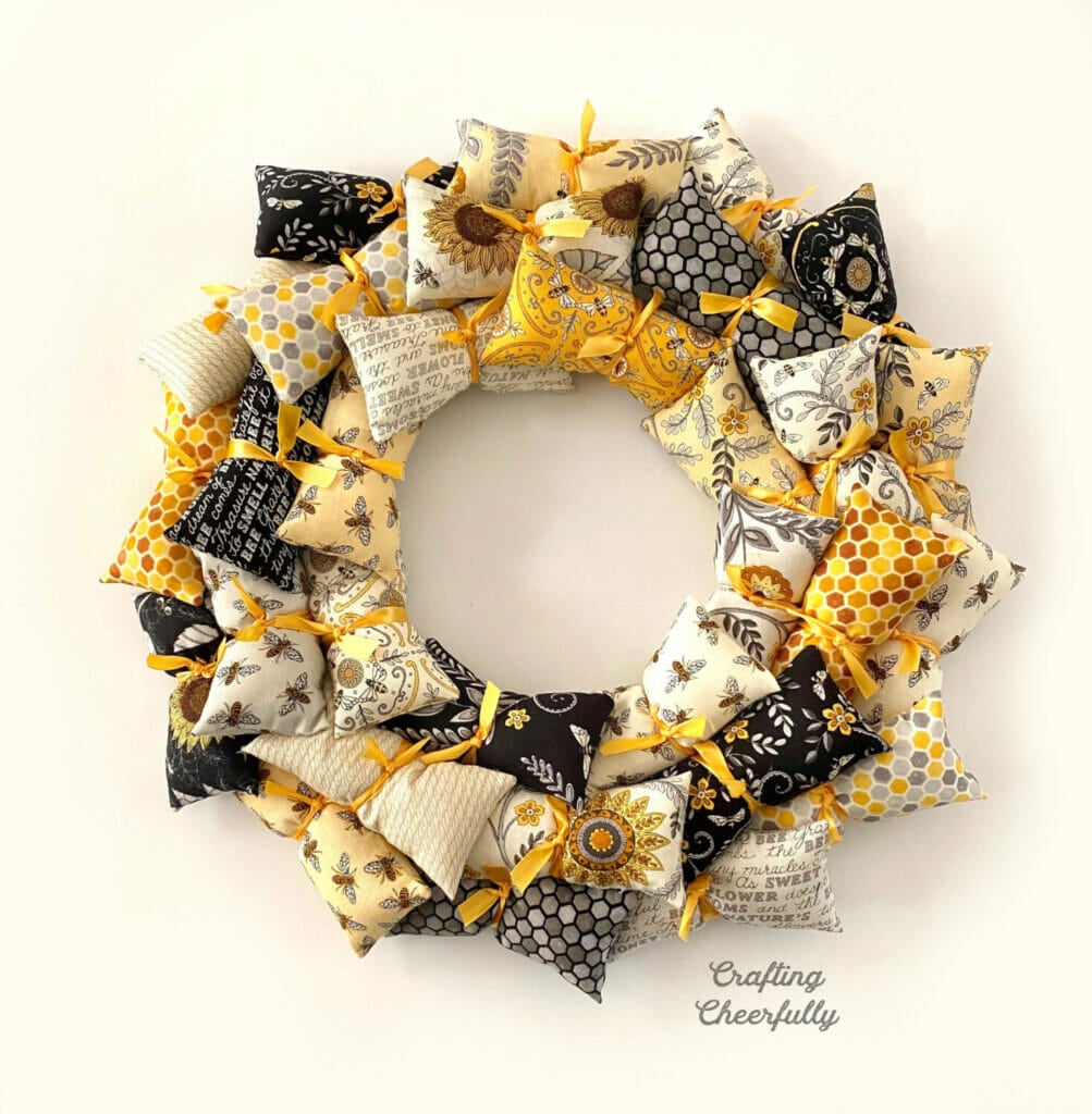 DIY Sunflower and Bee Charm Pack Pillow Wreath - Crafting Cheerfully