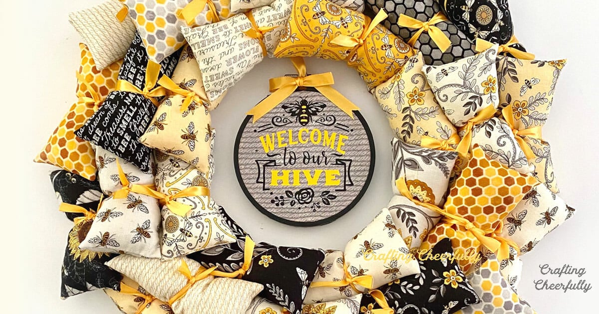 DIY Sunflower and Bee Charm Pack Pillow Wreath - Crafting Cheerfully
