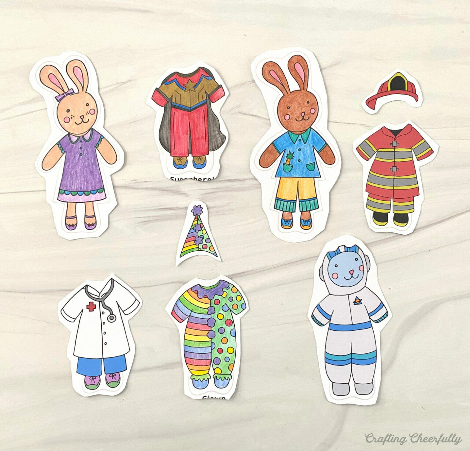 DIY Halloween Paper Dolls - Bunny Doll Printables - Crafting Cheerfully