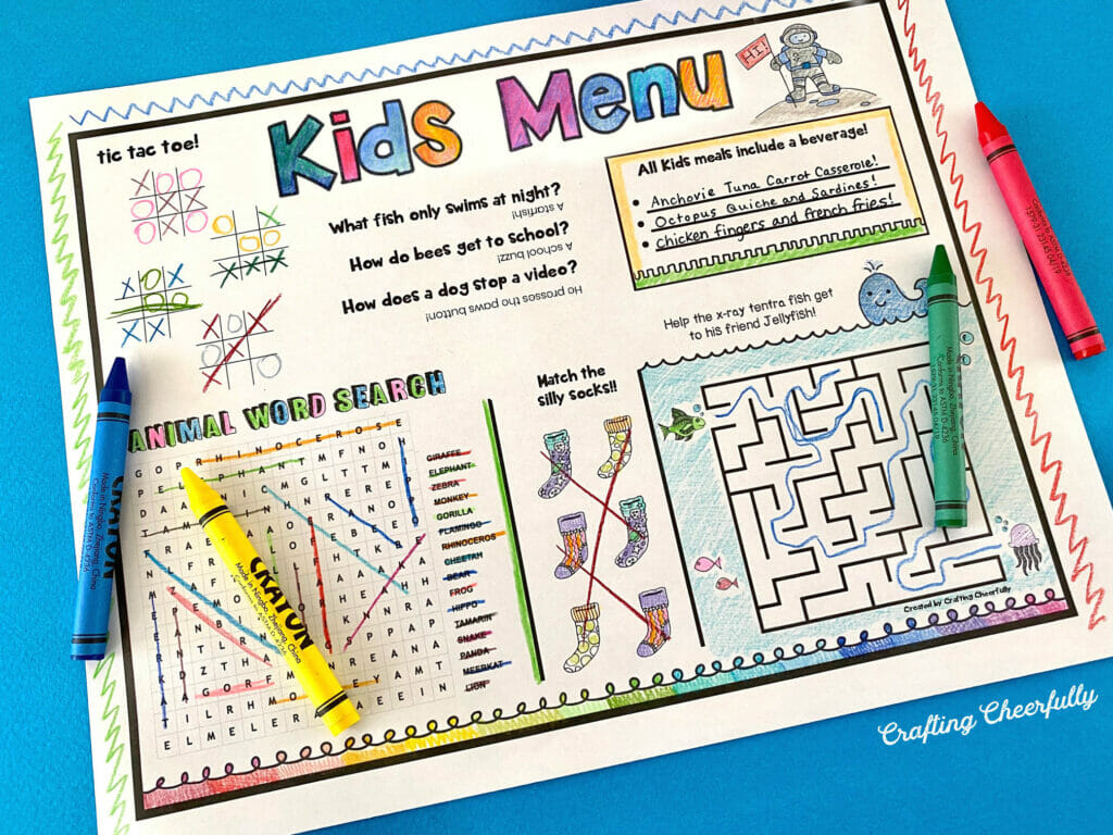 Fun Printable Kids' Menus - Crafting Cheerfully