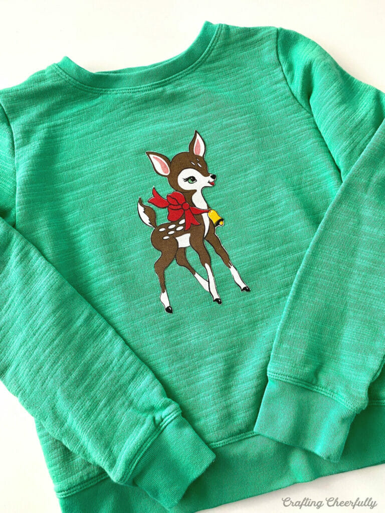 Puffy Paint Sweatshirt with No-Sew Fabric Appliqué - Crafting Cheerfully