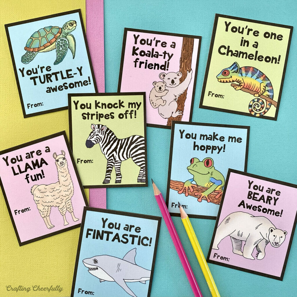 Cute Animal Pun Printable Valentines - Crafting Cheerfully