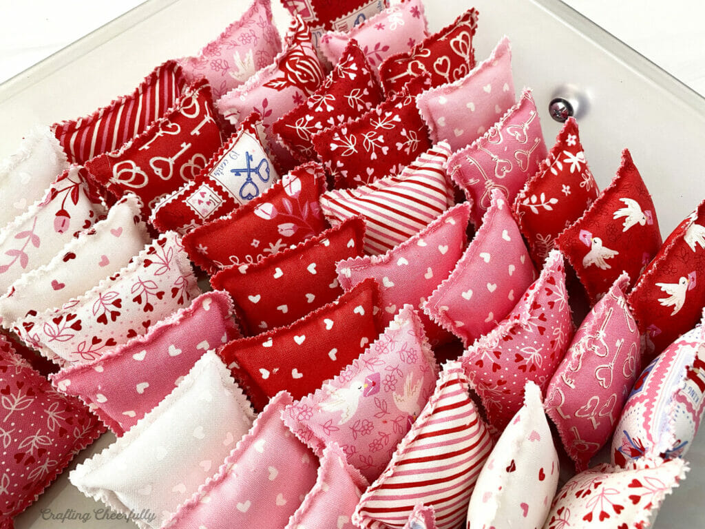 Valentine's Day Pillow Wreath with Mini Charm Packs - Crafting Cheerfully