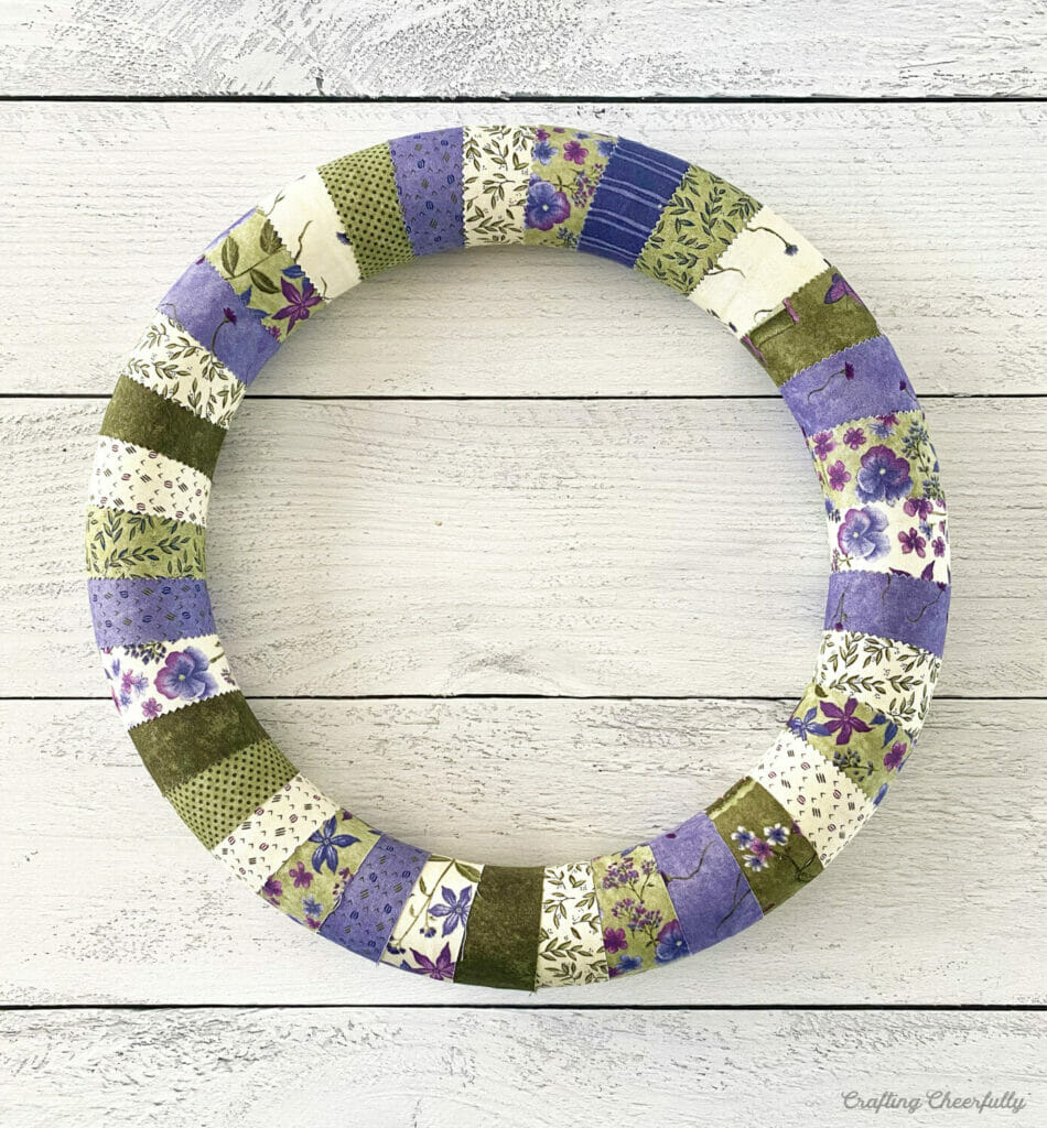 DIY Wrapped Fabric Wreath for Spring - Crafting Cheerfully