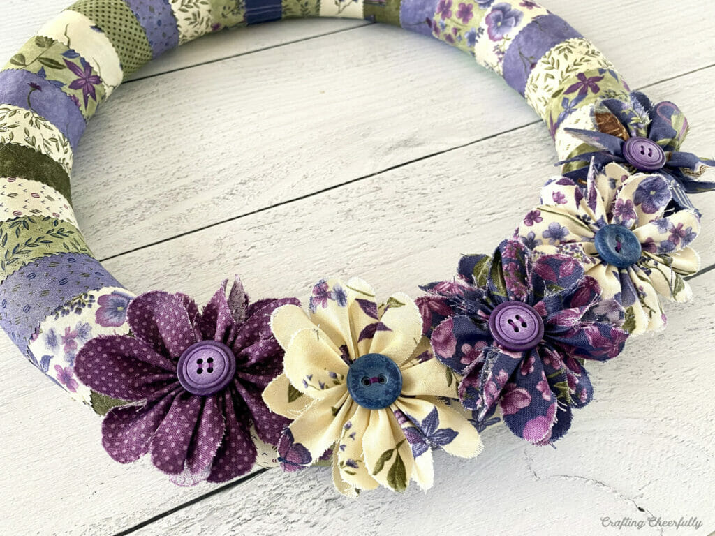 DIY Wrapped Fabric Wreath for Spring - Crafting Cheerfully