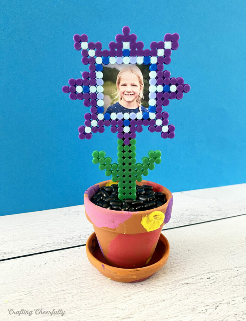 Flower Frame Kids Craft with Perler Beads - Crafting Cheerfully