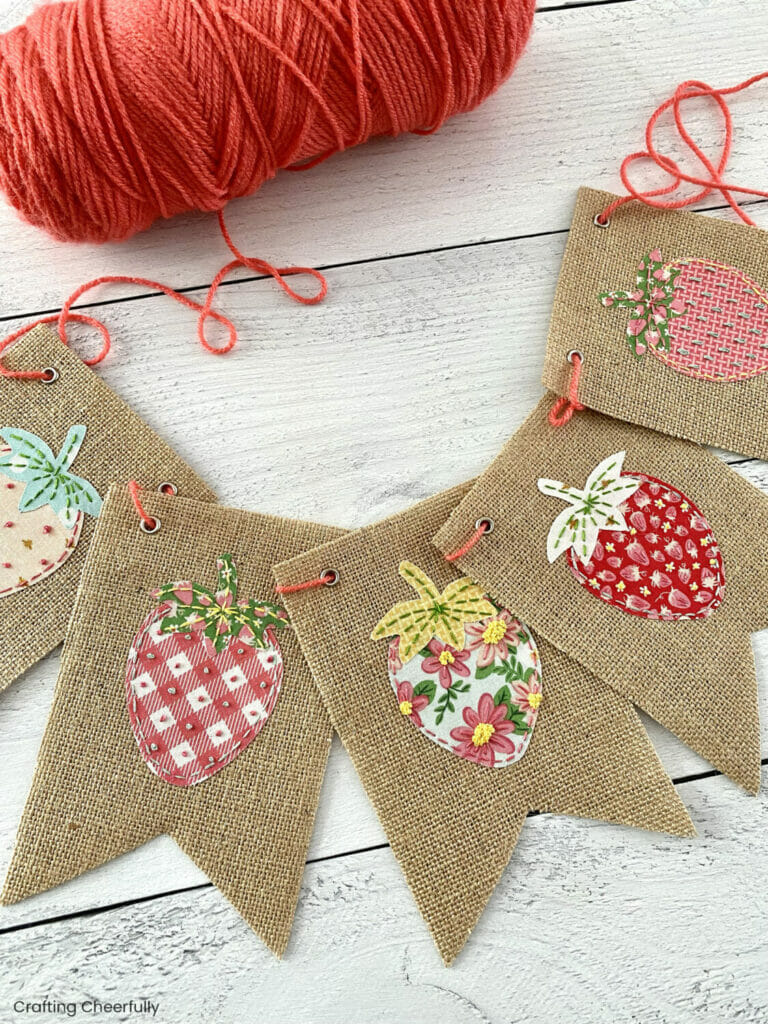 DIY Strawberry Banner - Free Appliqué Template - Crafting Cheerfully