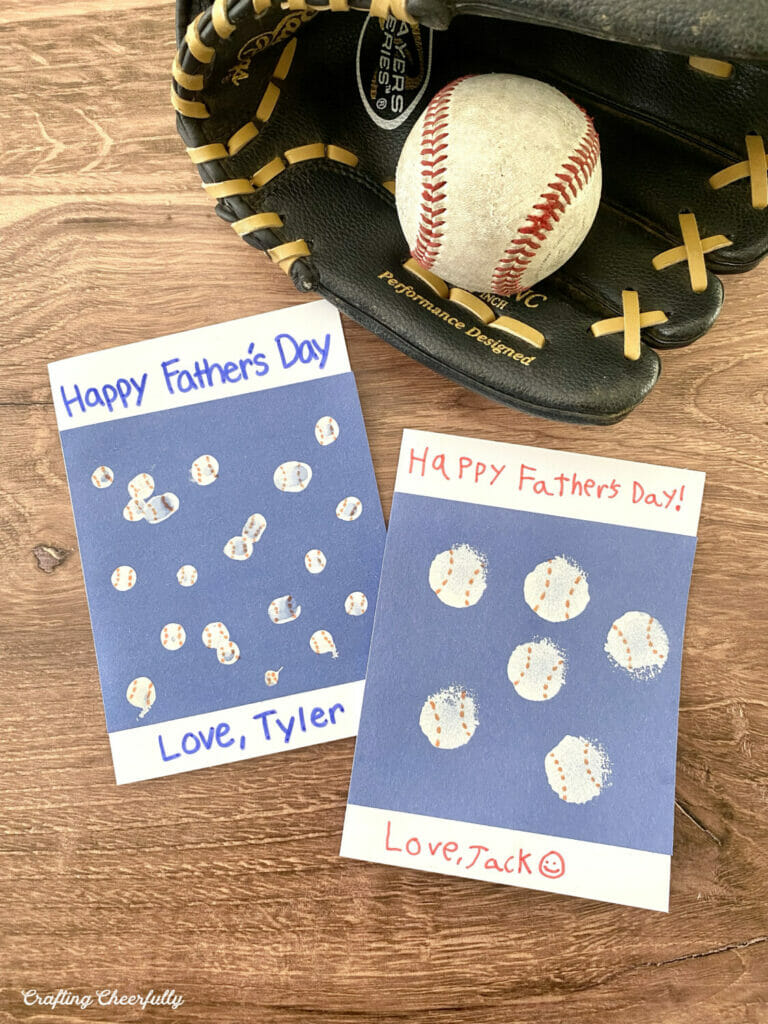 Father's Day Baseball Thumbprint Cards - Crafting Cheerfully