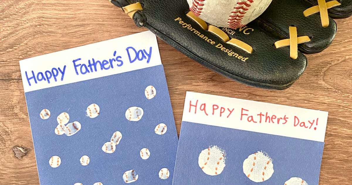 Father's Day Baseball Thumbprint Cards - Crafting Cheerfully