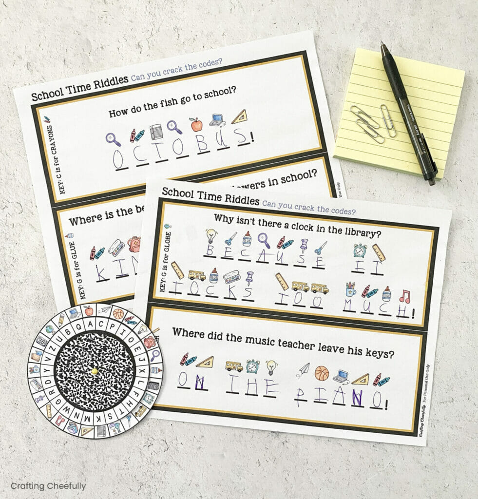 School Time Decoder Wheel Printable Activity - Crafting Cheerfully