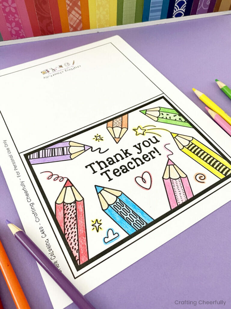 Printable Teacher Coloring Cards - Crafting Cheerfully