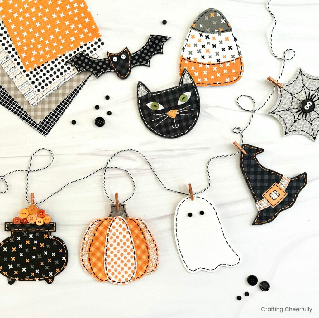 Halloween Fabric Appliqué Banner - Crafting Cheerfully