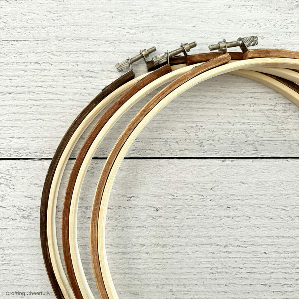 How to Easily Stain Embroidery Hoops - Crafting Cheerfully