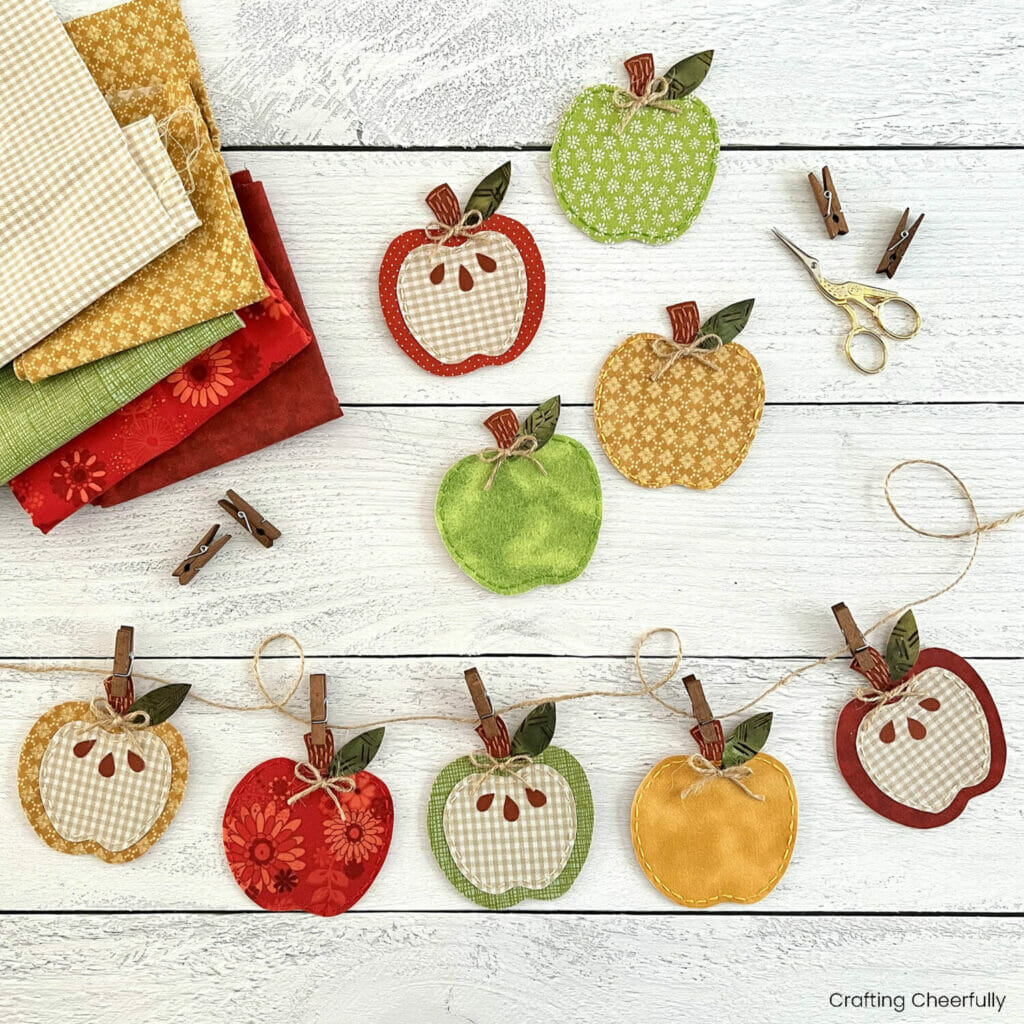 Scrappy Fabric Apple Banner - Crafting Cheerfully