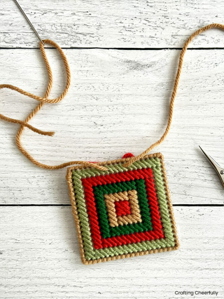 Plastic Canvas Rainbow and Frame Yarn Ornaments - Crafting Cheerfully