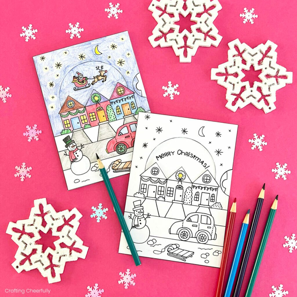 DIY Interactive Christmas Coloring Card - Crafting Cheerfully