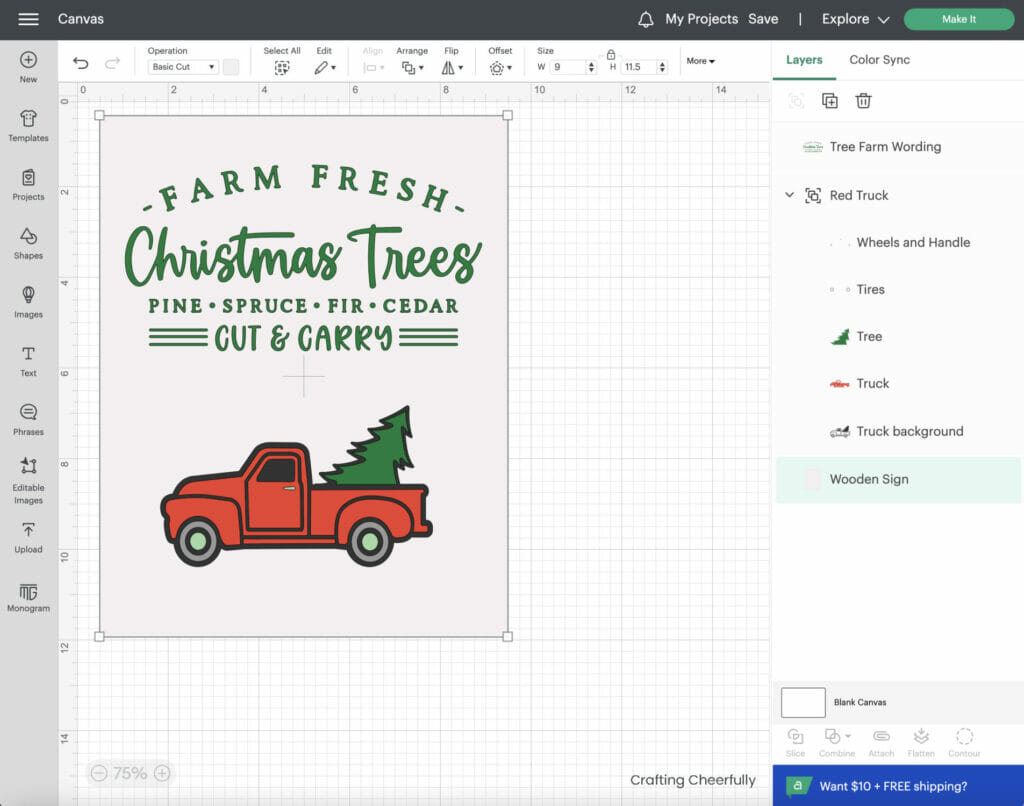 Christmas Tree Farm Sign with Fabric Appliqué - Crafting Cheerfully