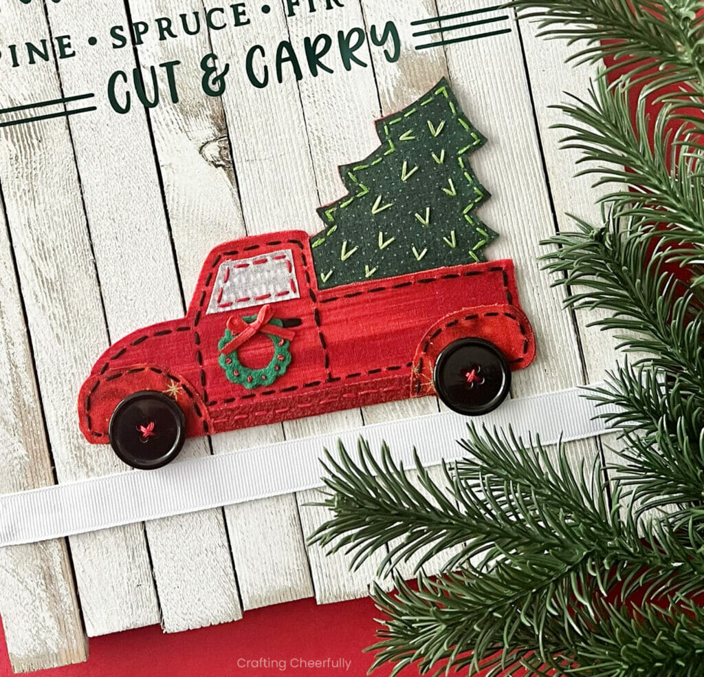 Christmas Tree Farm Sign with Fabric Appliqué - Crafting Cheerfully