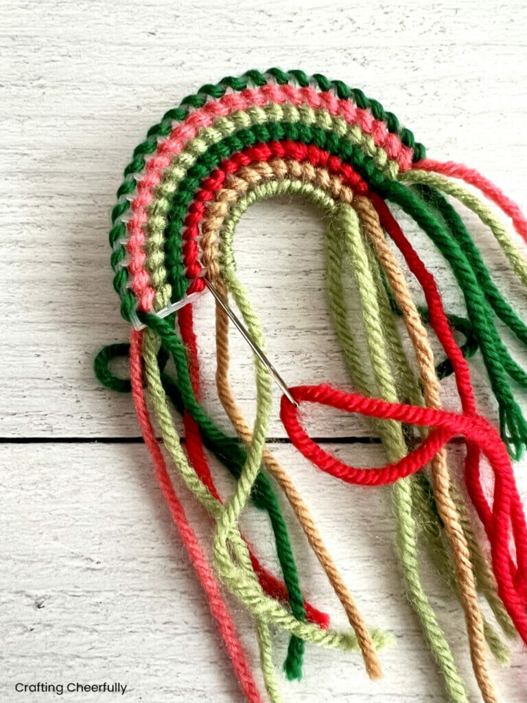 Plastic Canvas Rainbow and Frame Yarn Ornaments - Crafting Cheerfully