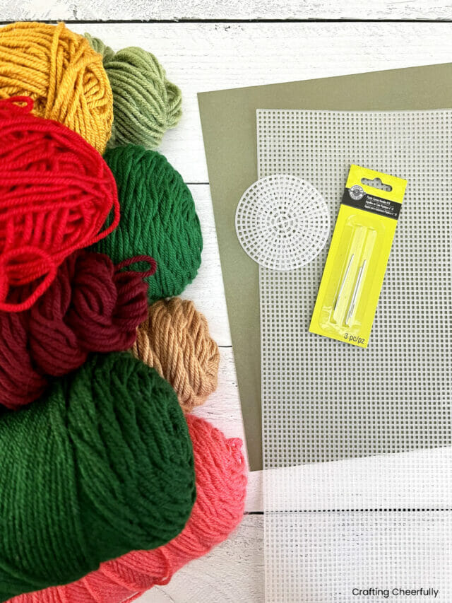 Plastic Canvas Rainbow and Frame Yarn Ornaments - Crafting Cheerfully