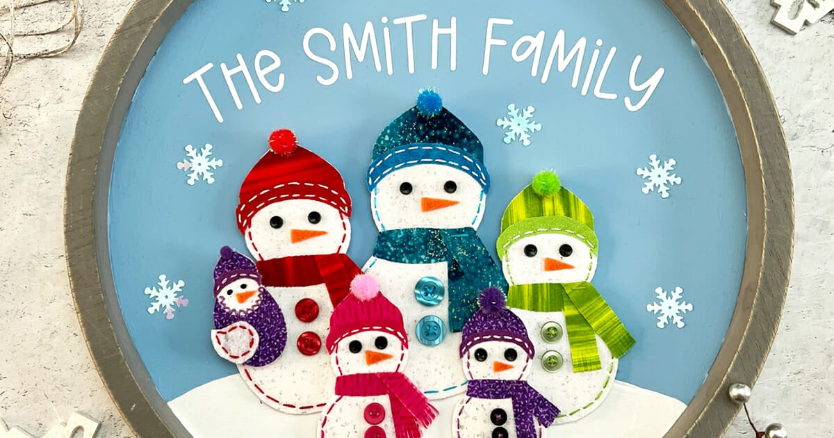DIY Winter Snow Family Sign - with Fabric Snowmen! - Crafting Cheerfully