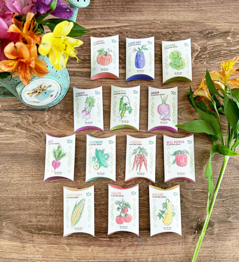 Garden Vegetable Seed Pillow Boxes - Crafting Cheerfully