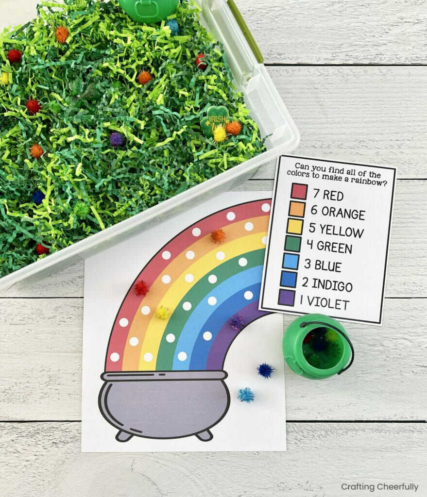 St. Patrick's Day Sensory Bin - Crafting Cheerfully