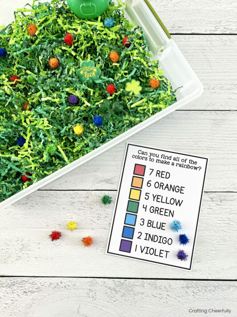 St. Patrick's Day Sensory Bin - Crafting Cheerfully