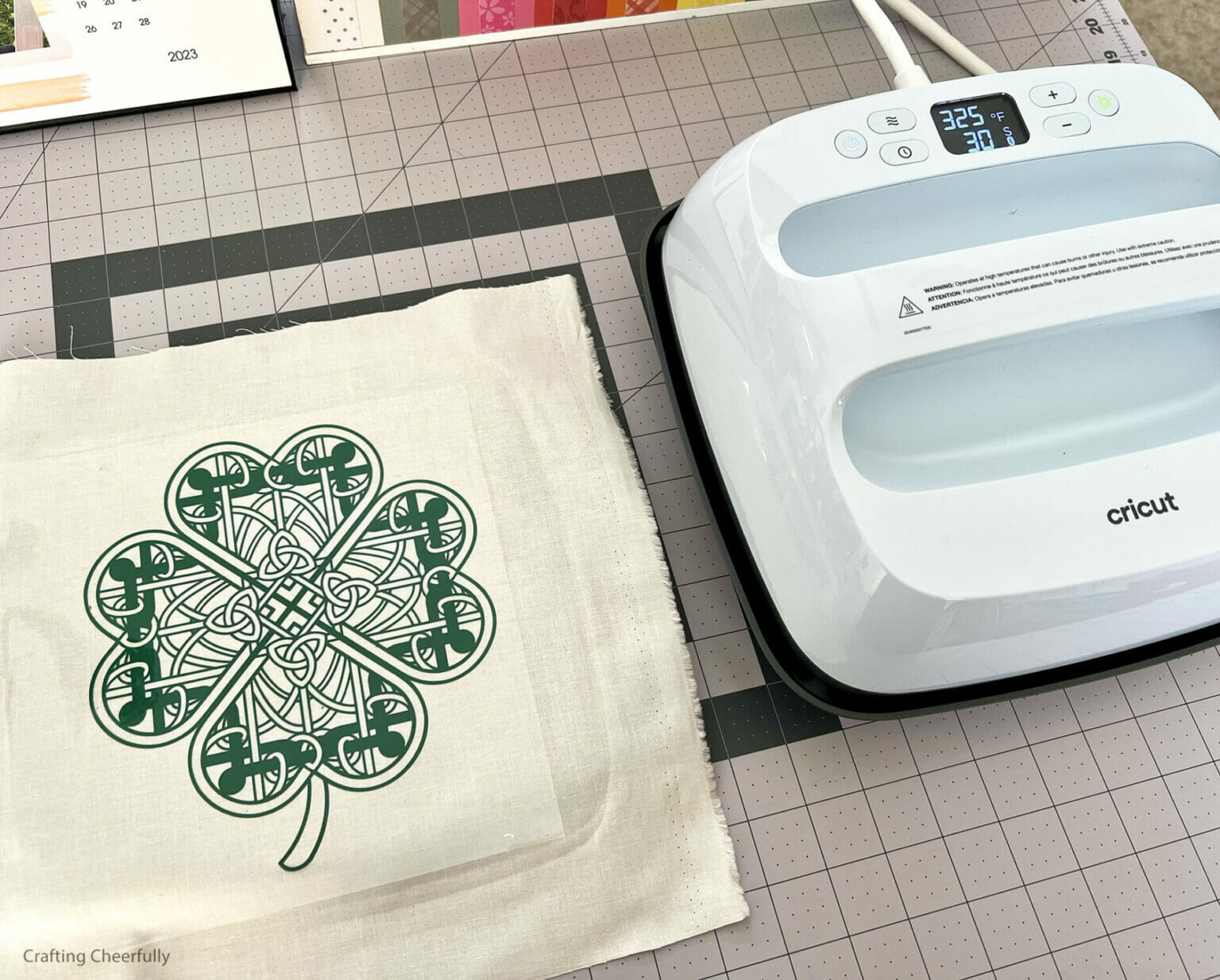 Celtic Knot Shamrock Embroidery Hoop with HTV - Crafting Cheerfully