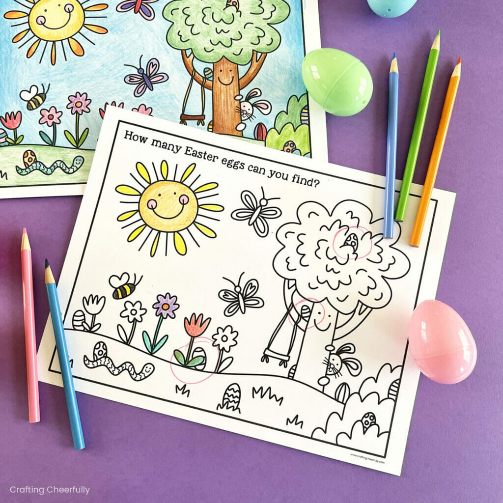 Easter Egg Hunt Coloring Page - Crafting Cheerfully