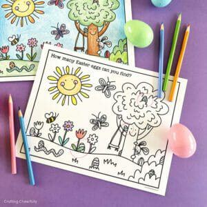 Easter Egg Hunt Coloring Page - Crafting Cheerfully