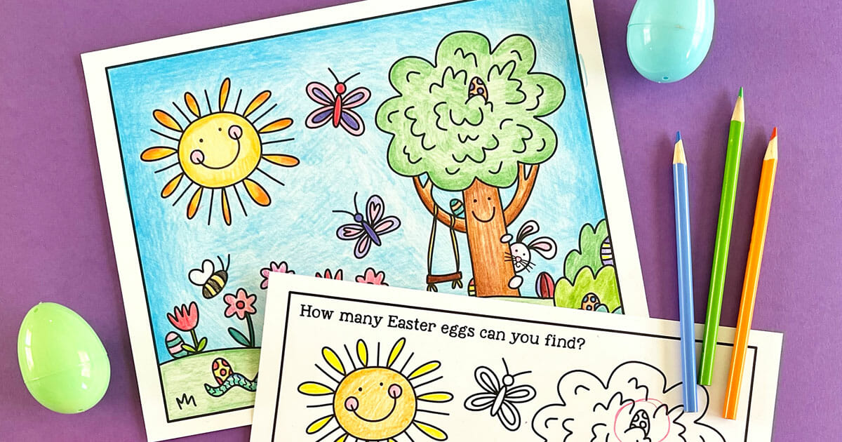 Easter Egg Hunt Coloring Page - Crafting Cheerfully