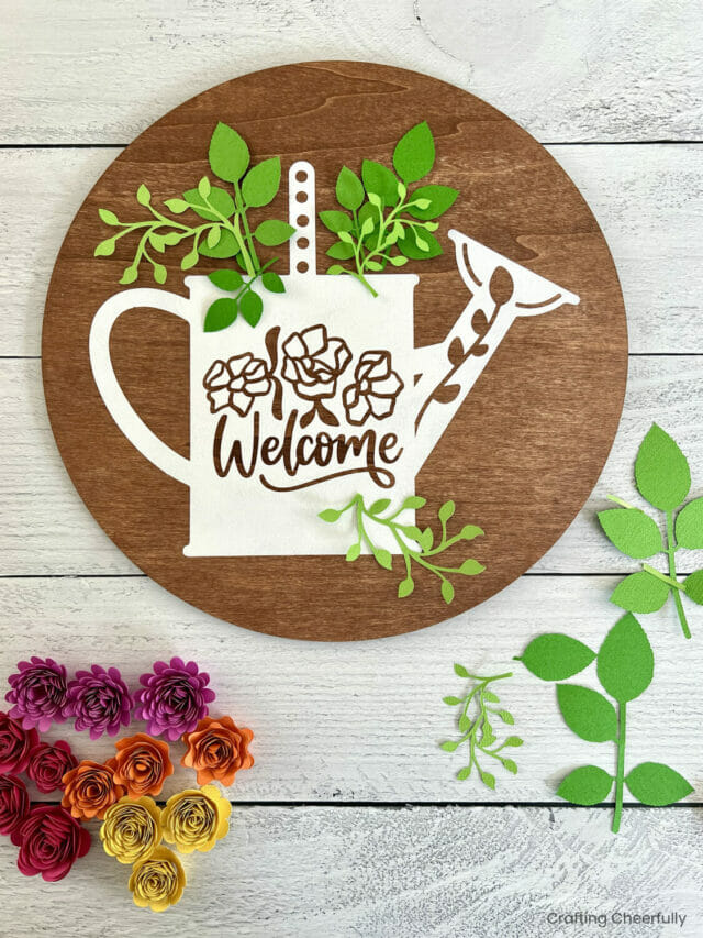 Watering Can Welcome Sign with Paper Flowers - Crafting Cheerfully