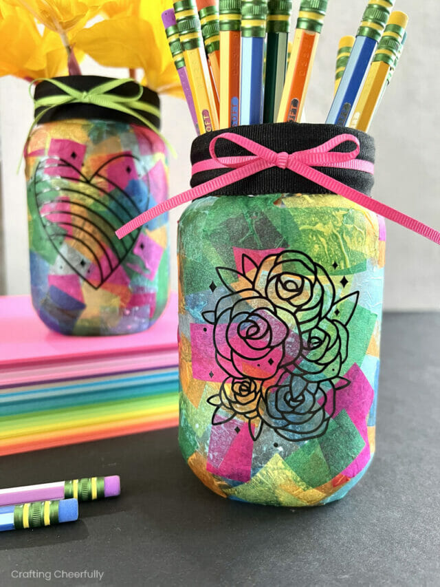 Tissue Paper Mache Mason Jar - Crafting Cheerfully