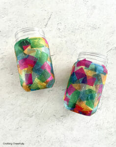 Tissue Paper Mache Mason Jar - Crafting Cheerfully