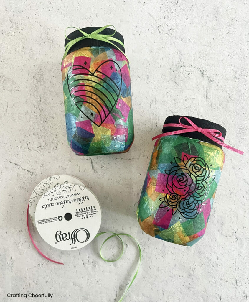 Tissue Paper Mache Mason Jar - Crafting Cheerfully