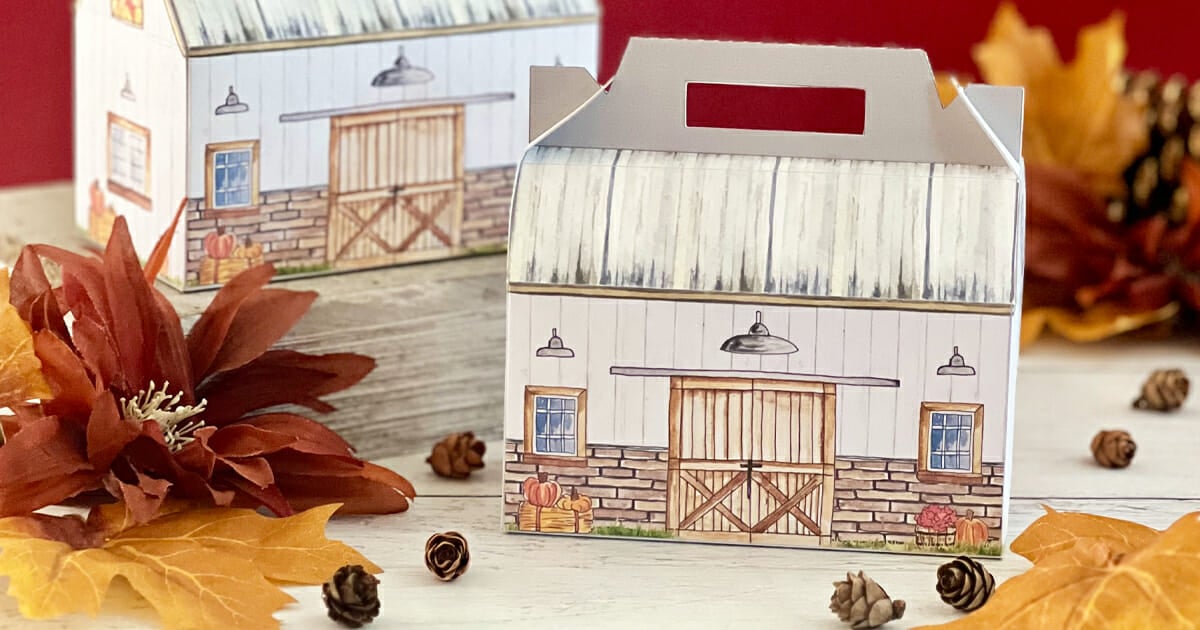 Printable Fall Barn Treat Box - Crafting Cheerfully