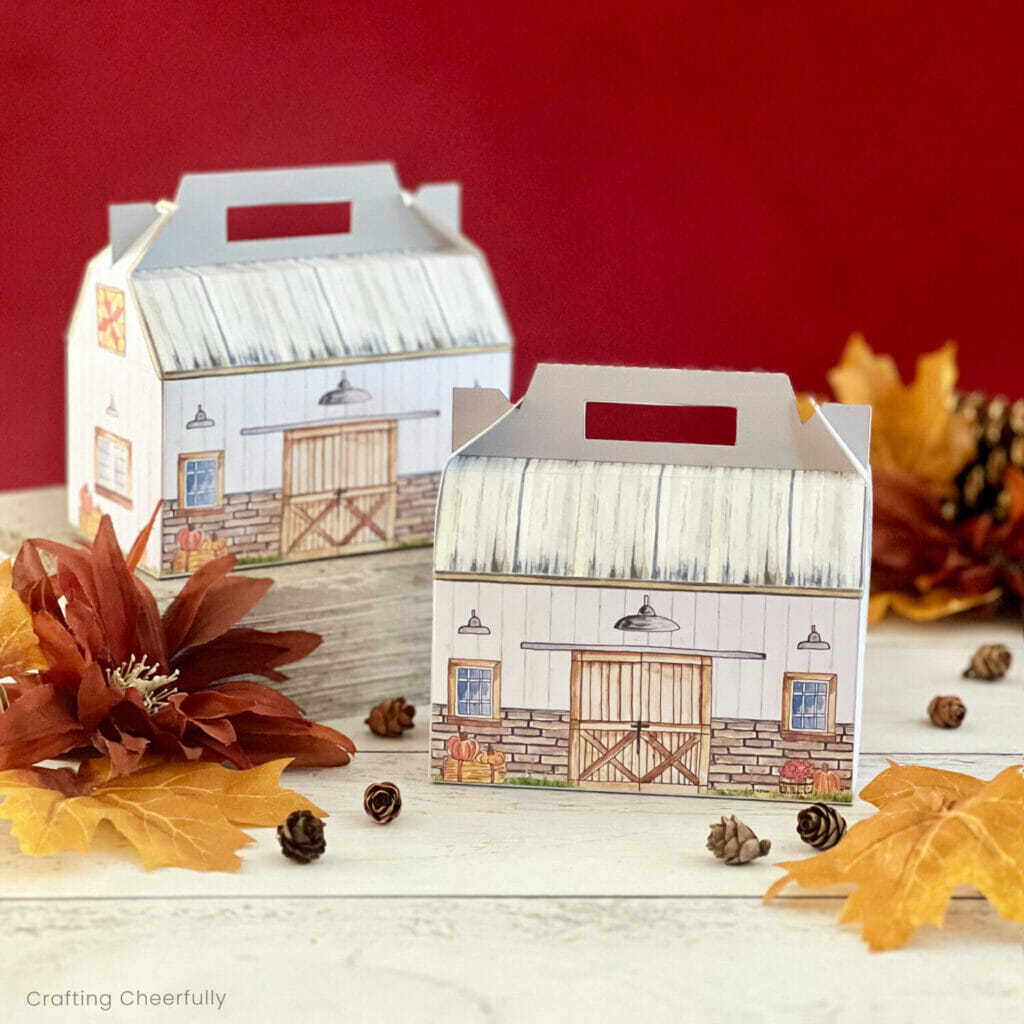 Printable Fall Barn Treat Box - Crafting Cheerfully