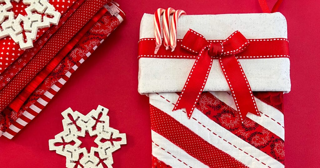 Scrappy Candy Cane Stocking - Crafting Cheerfully