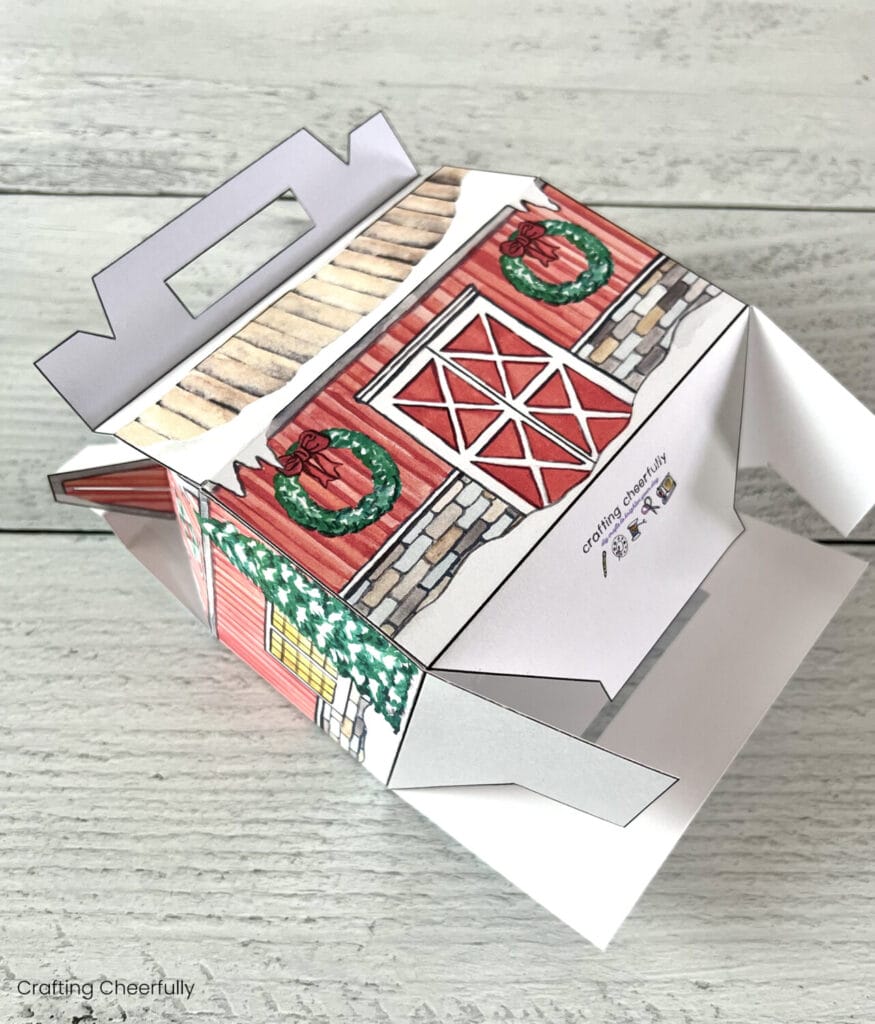 Printable Christmas Barn Treat Box - Crafting Cheerfully