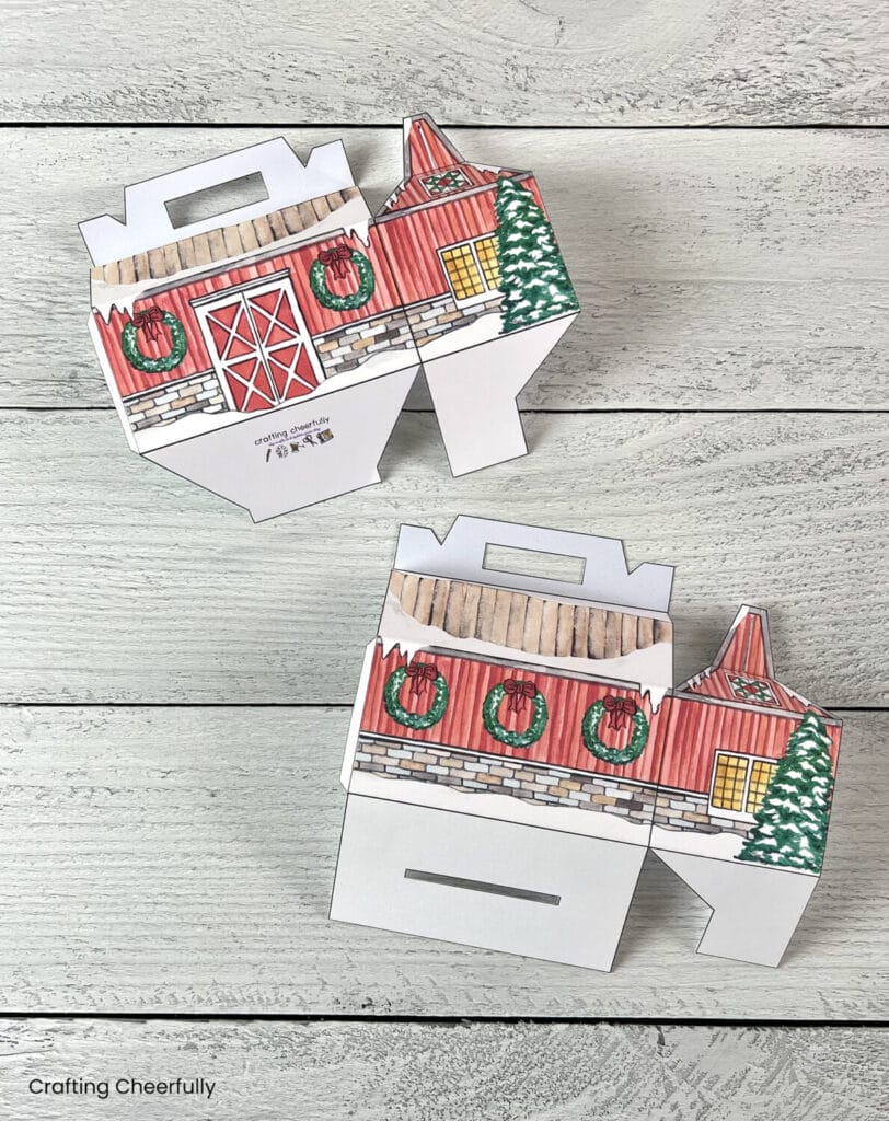 Printable Christmas Barn Treat Box - Crafting Cheerfully