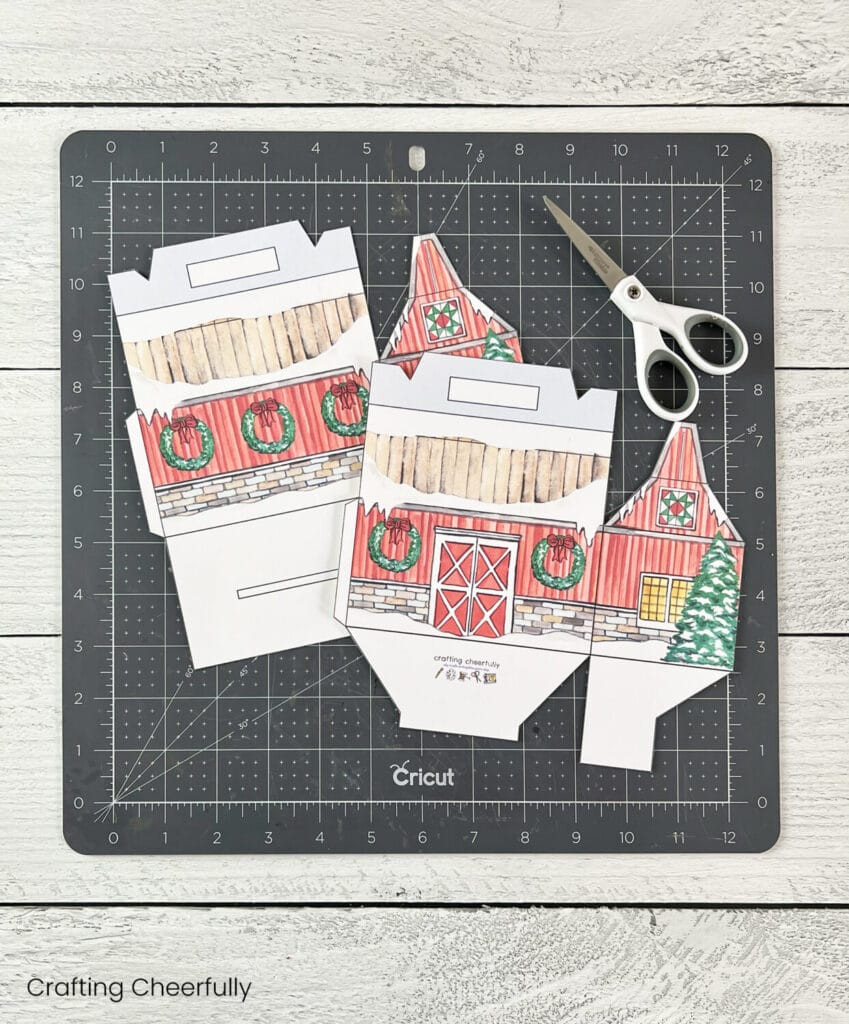 Printable Christmas Barn Treat Box - Crafting Cheerfully