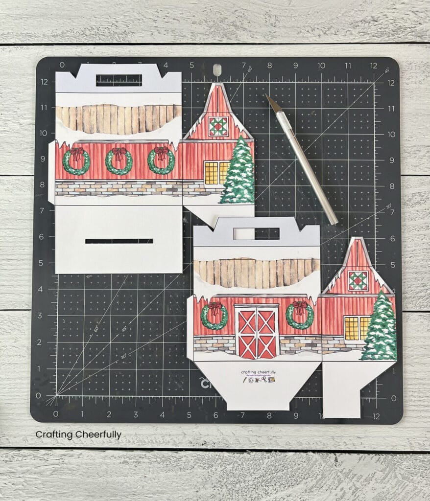 Printable Christmas Barn Treat Box - Crafting Cheerfully