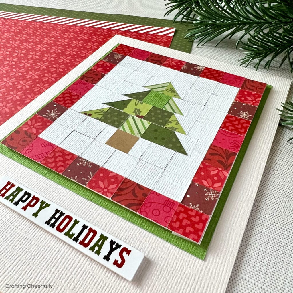 Christmas Tree Quilt Card - Crafting Cheerfully