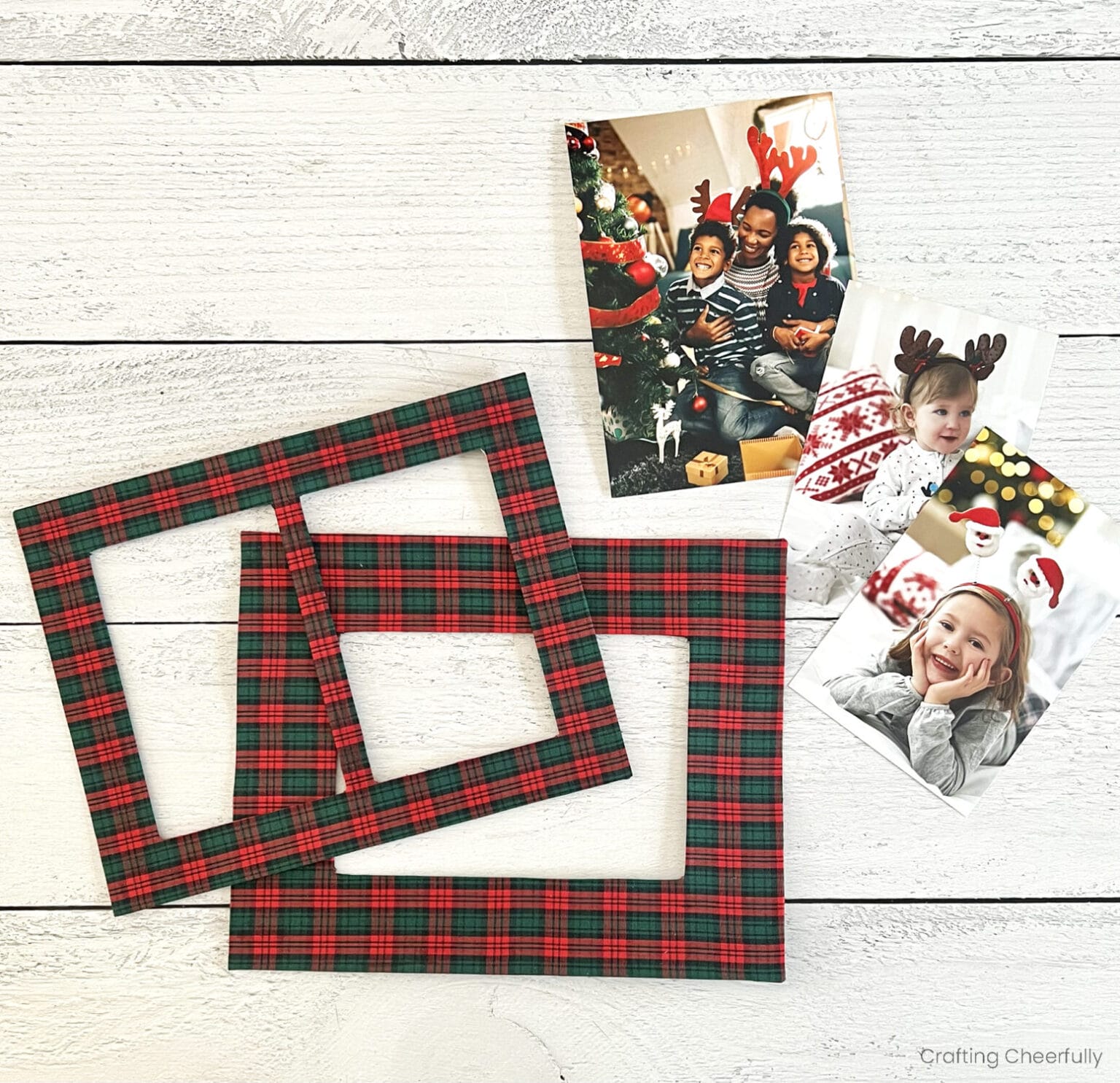 Holiday Frames with DIY Fabric Photo Mats - Crafting Cheerfully