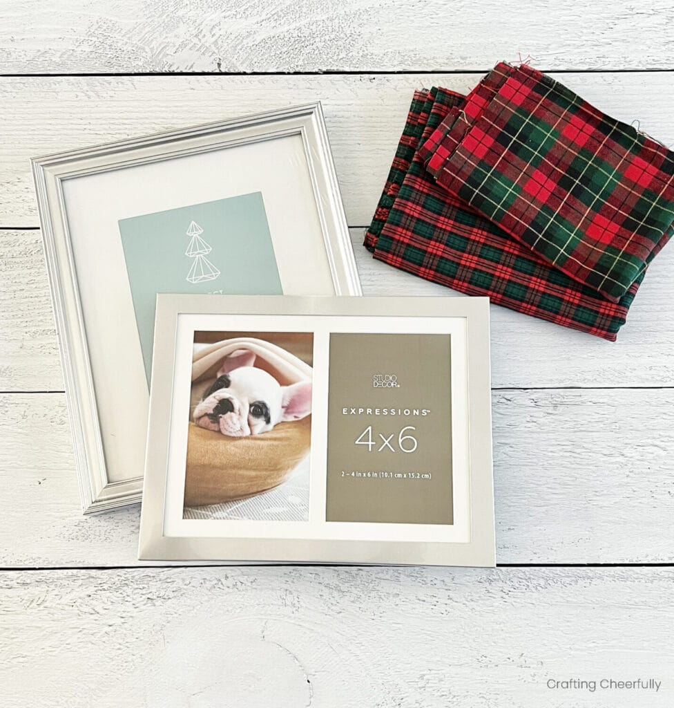 Holiday Frames with DIY Fabric Photo Mats - Crafting Cheerfully