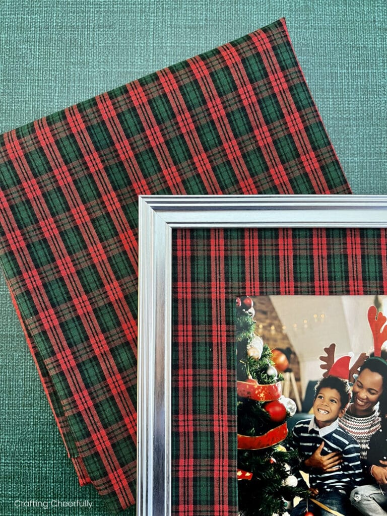 Holiday Frames with DIY Fabric Photo Mats - Crafting Cheerfully